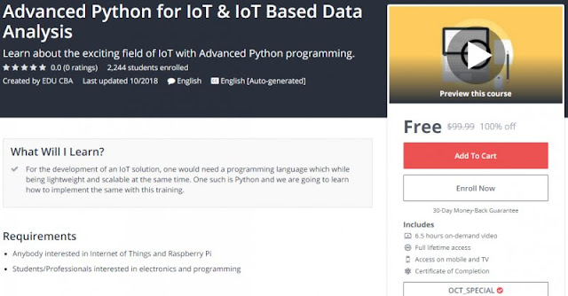 [100 Off] Advanced Python For Iot And Iot Based Data Analysis Worth 99