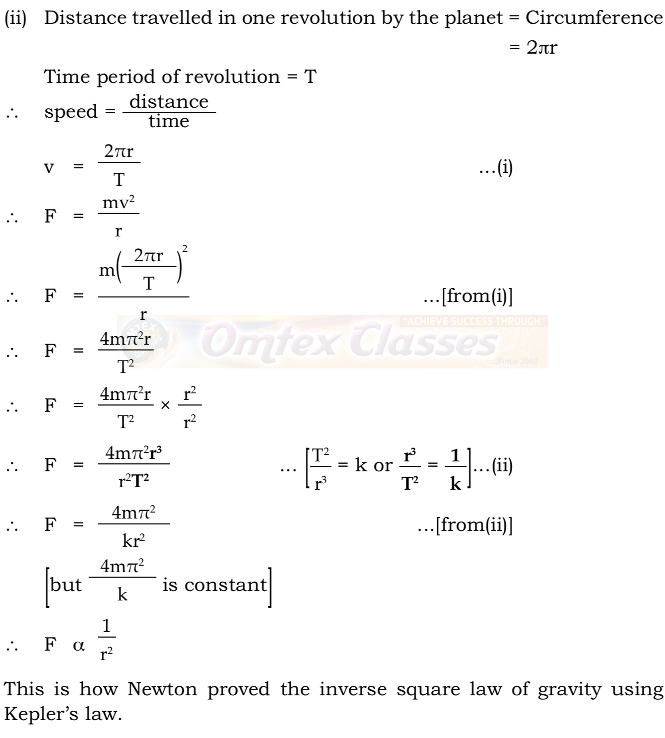 OMTEX CLASSES: Answer the following: How did Kepler’s law help Newton ...