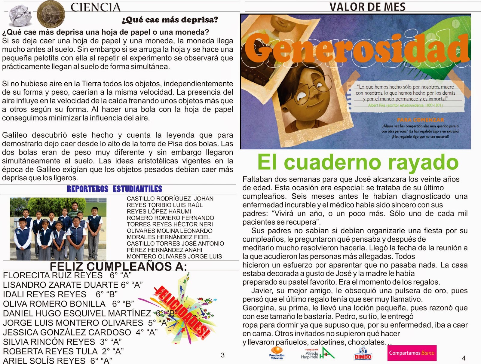 PERIÓDICO ESCOLAR: septiembre 2014