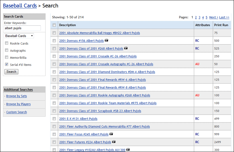 SportsCardDatabase Blog: Upgraded Search, Card Atrributes, and ...