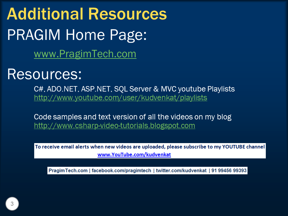 Sql server, .net and c# video tutorial: Angular routing and navigation - Slides
