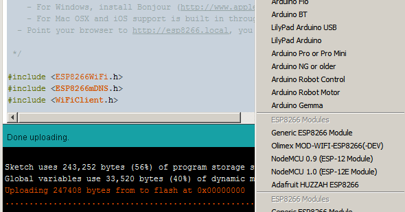 Arduino 1.6.7 with ESP8266 support | Electrical engineering and programming notepad