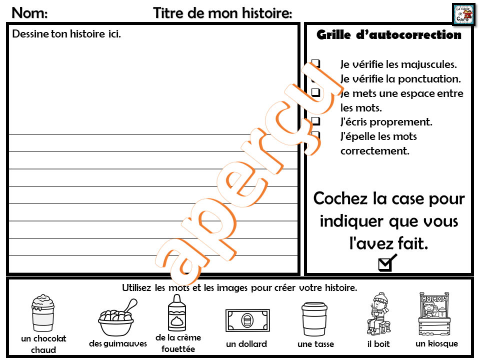 la classe de caro.: 2 fiches d'écriture créative Thème: l’hiver Série #1
