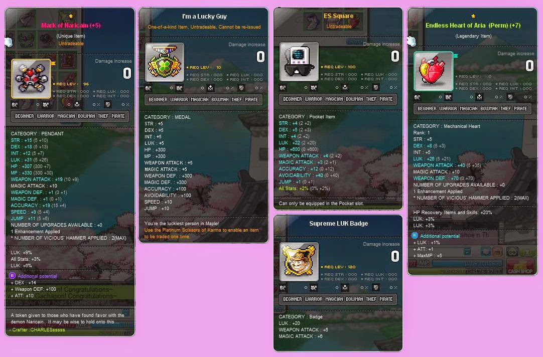 Diary Of A MapleStory NightLord: My Stats And Equipment Update