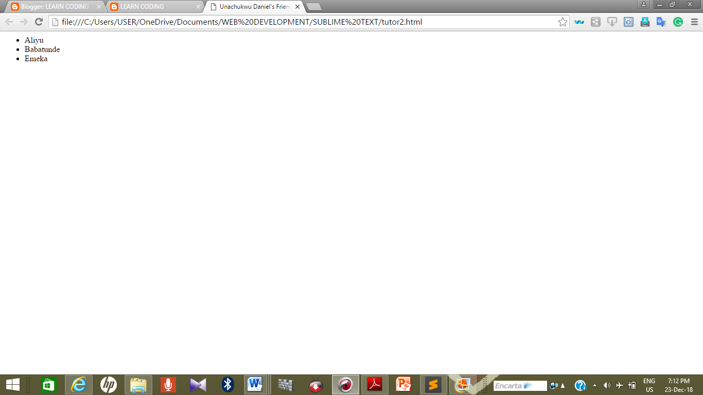 STEP BY STEP GUIDES ON HOW TO CREATE LIST ON A WEB PAGE USING HTML - BEGINNERS' CODING HOME