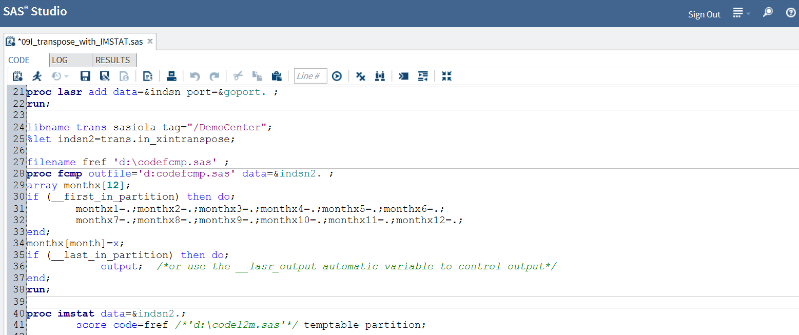 Analytics In Writing Sas In Memory Statistics For Hadoop Using Proc Imstat To Transpose Data