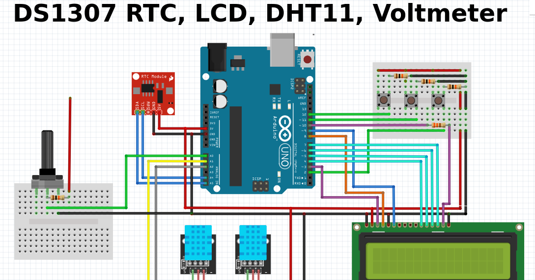 infotronikblog: Arduino: Reloj On Board con RTC i2C LCD 16x2 y DHT 11