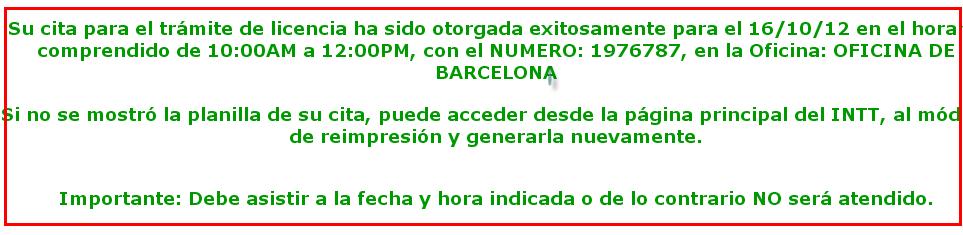 Servicios INTT Barcelona: Solicitud de citas para Tramites en I.N.T.T.