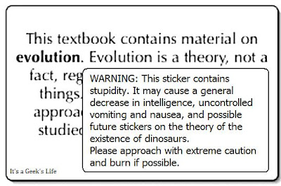 It's A Geek's Life: Warning Labels for Evolution Textbook Stickers
