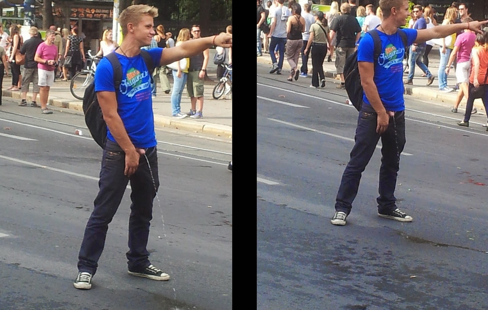 Male desperation, peeing, and wetting