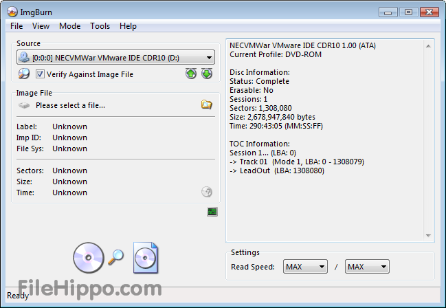 the best freeware software: Burning image with ImgBurn