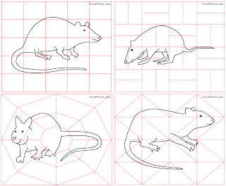 Four grid: Free printable Rat grid line drawing worksheet/activity for kids