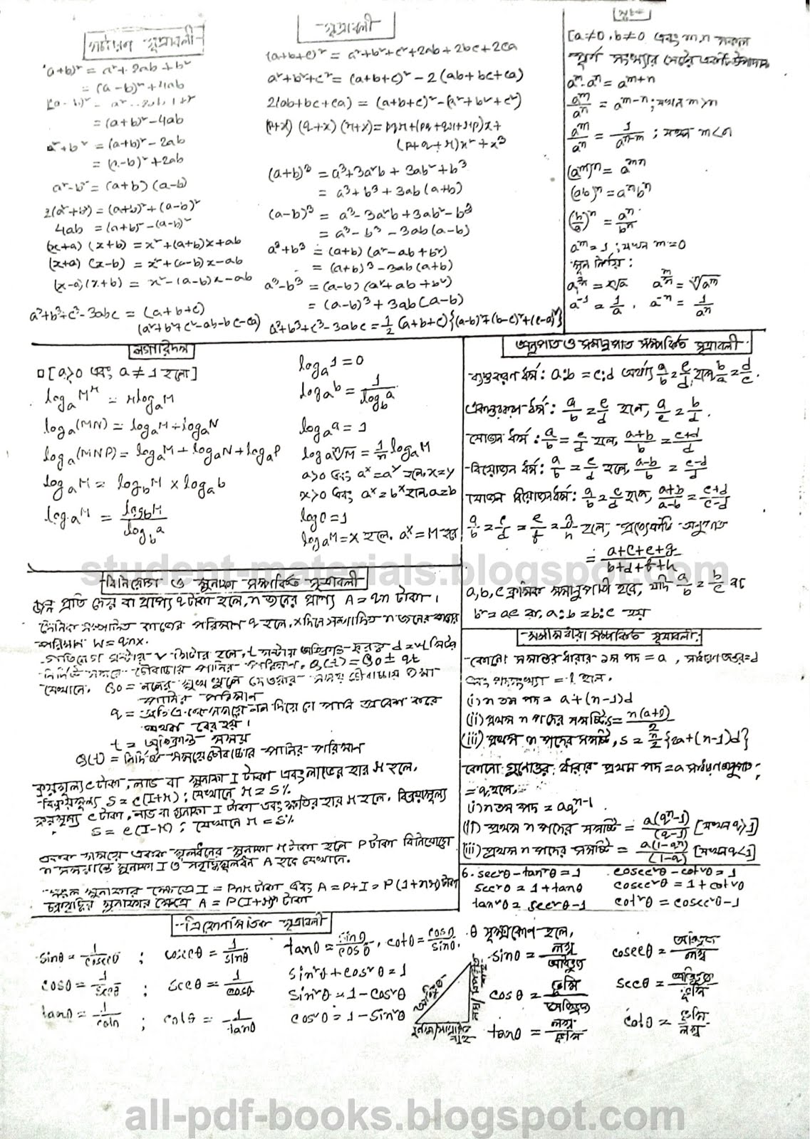 SSC GENERAL MATH ALL FORMULA IN 3 PAGE STUDENT MATERIALS ssc-general-math-all-formula-in-3-page-student-materials
