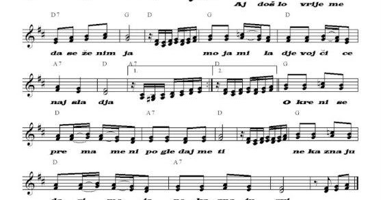 NOTE | DOMACE I STRANE: AJ DOSLO VRIJEME DA SE ZENIM JA NOTE AKORDI TEKST