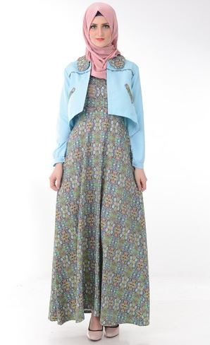 10 Model Gamis Batik Kombinasi Blazer Terbaru 2023