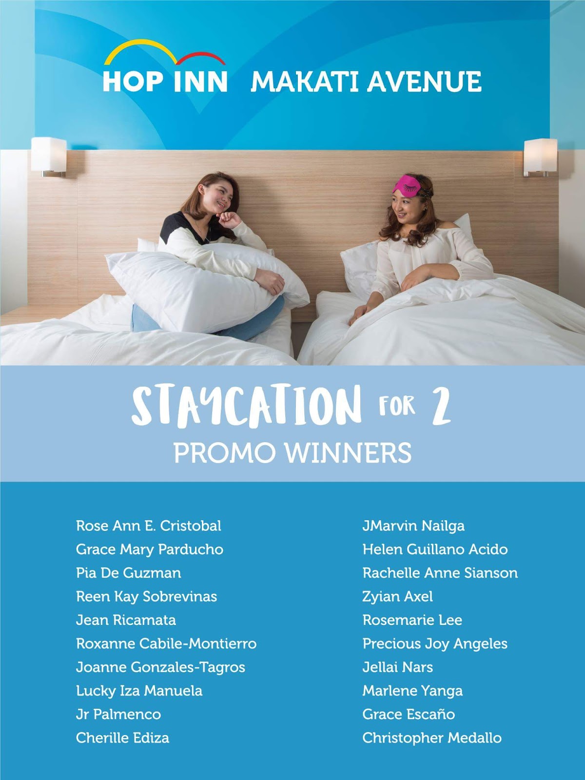 Made It Through Mum: 20 Winners of Staycation for 2 at Hop Inn Makati ...