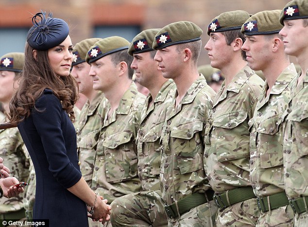 Kate in command: Duchess of Cambridge does dress uniform as she carries ...