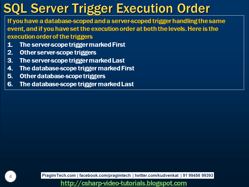 Sql Server And C Video Tutorial Sql Server Trigger Execution Order