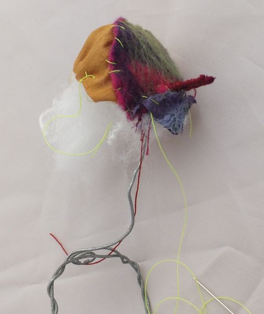 Fabricollage: Free-form fabric bird