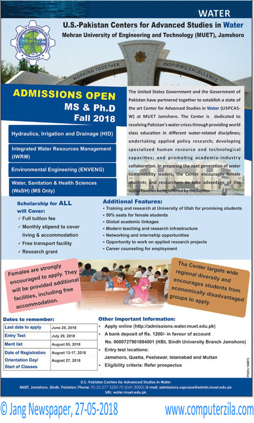 Mehran University Of Engineering And Technology (MUET), Admissions Open ...