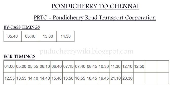 PRTC Pondicherry Road Transport Bus Timings - Puducherry Informations
