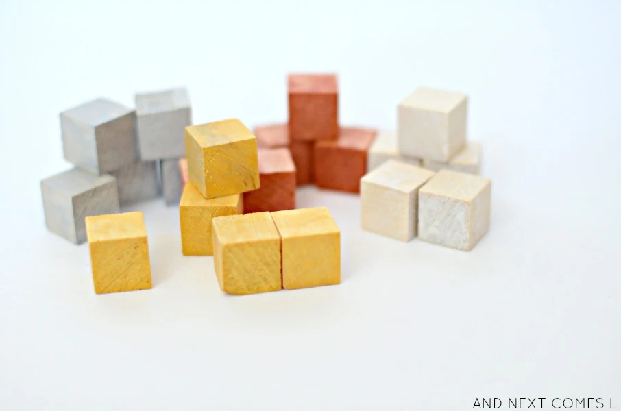 DIY Metallic Dyed Mini Blocks | And Next Comes L - Hyperlexia Resources