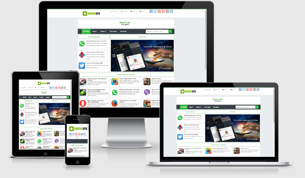 Green APK Responsive Blogger Template