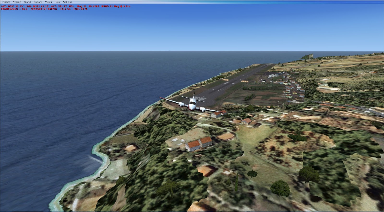 MS Flight Simulator X: Tropical Sim, Horta LPHR to Lajes LPLA field ...