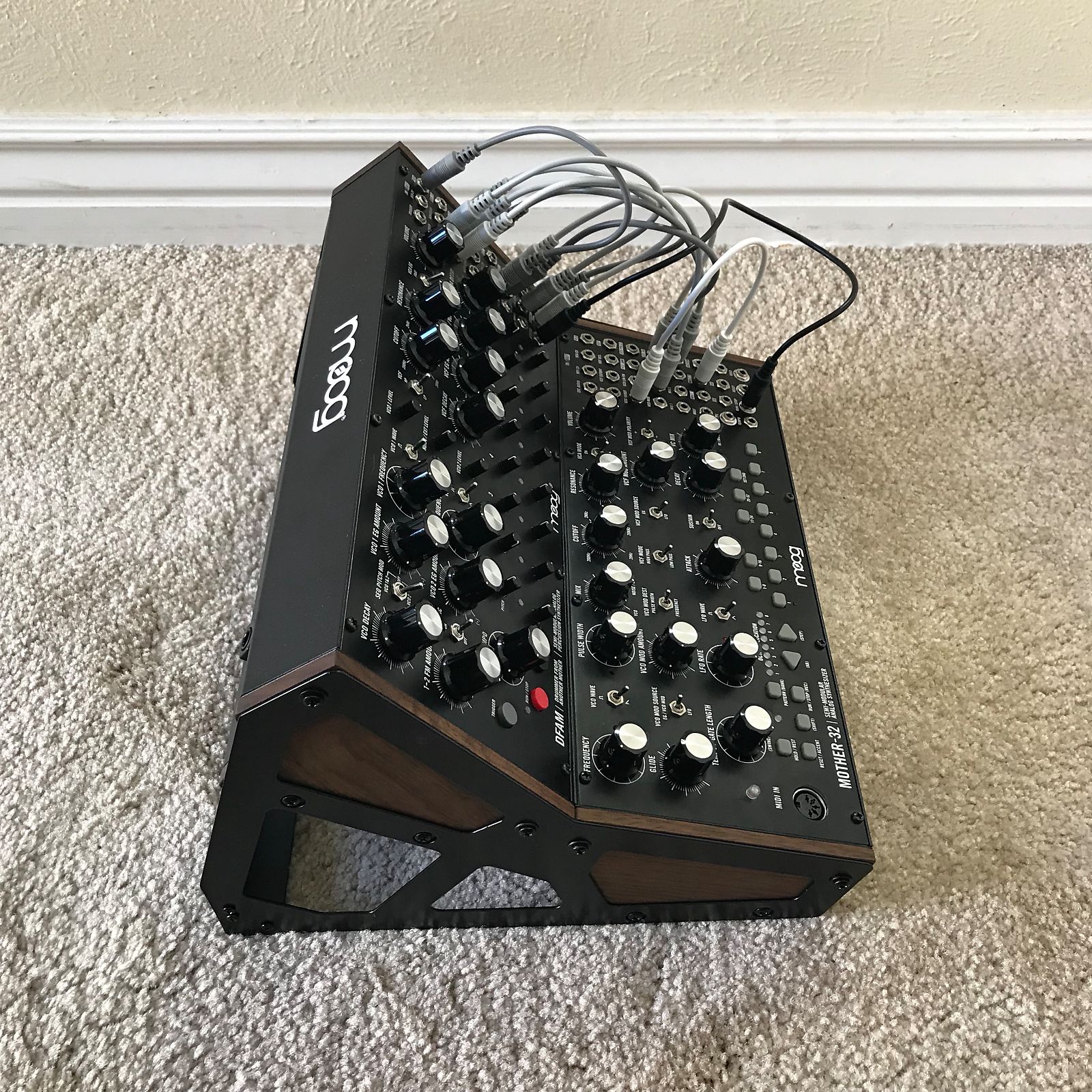 MATRIXSYNTH: MOOG DFAM & MOTHER-32 In Two Tier Rack