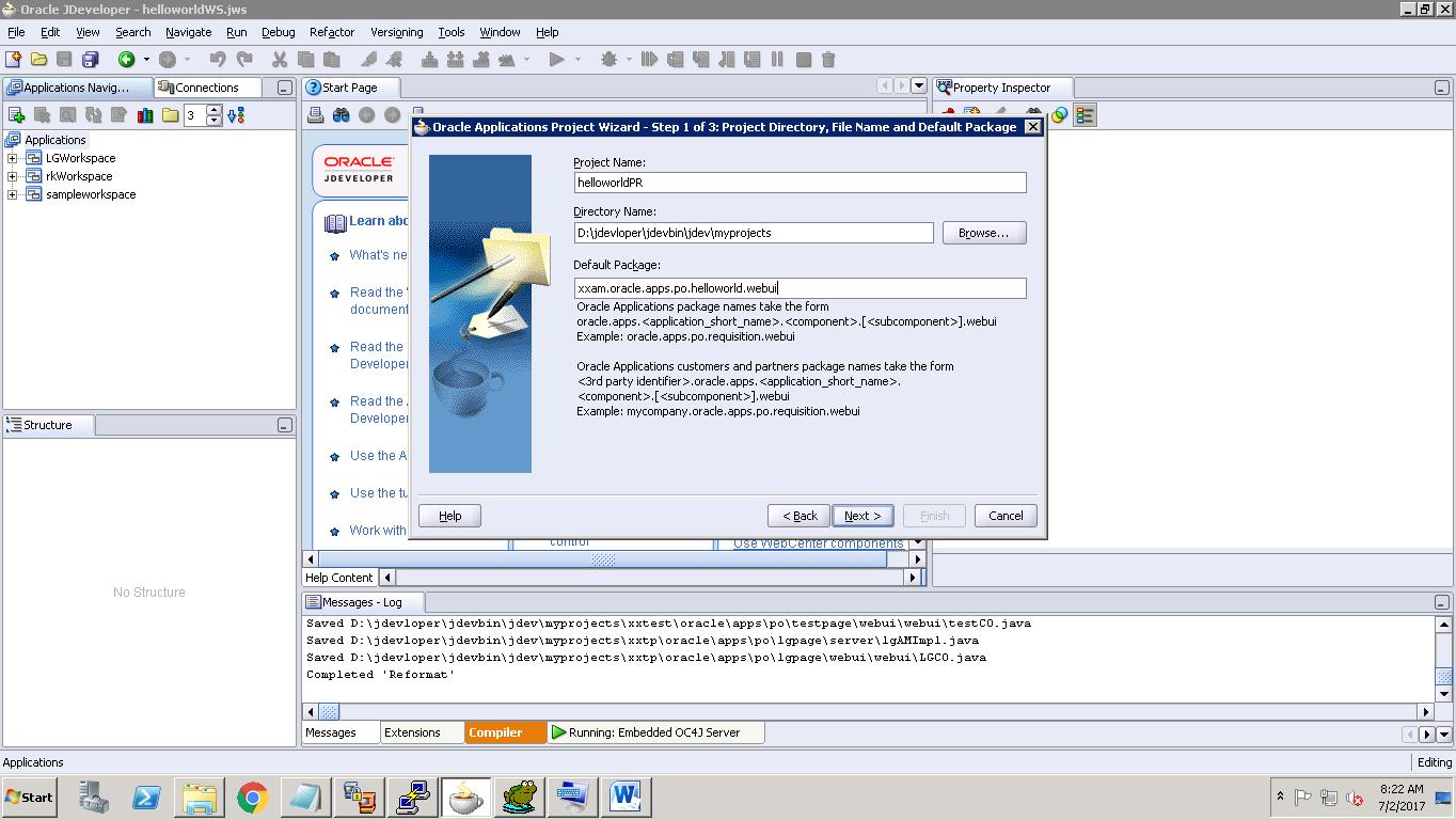 Oracle Application Framework Hello World Page In Oaf