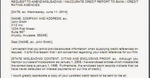 Credit Report Correction Letter