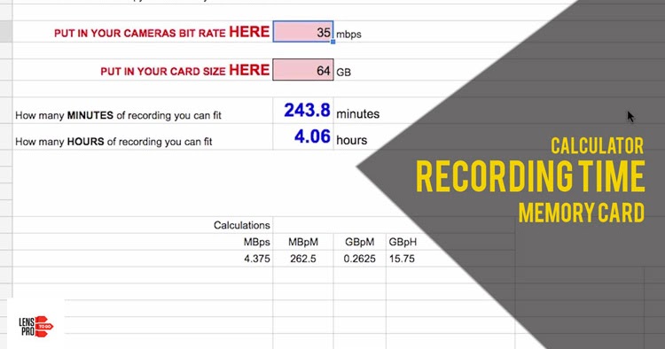 How much recording time you can get on a memory card. - Photography ...