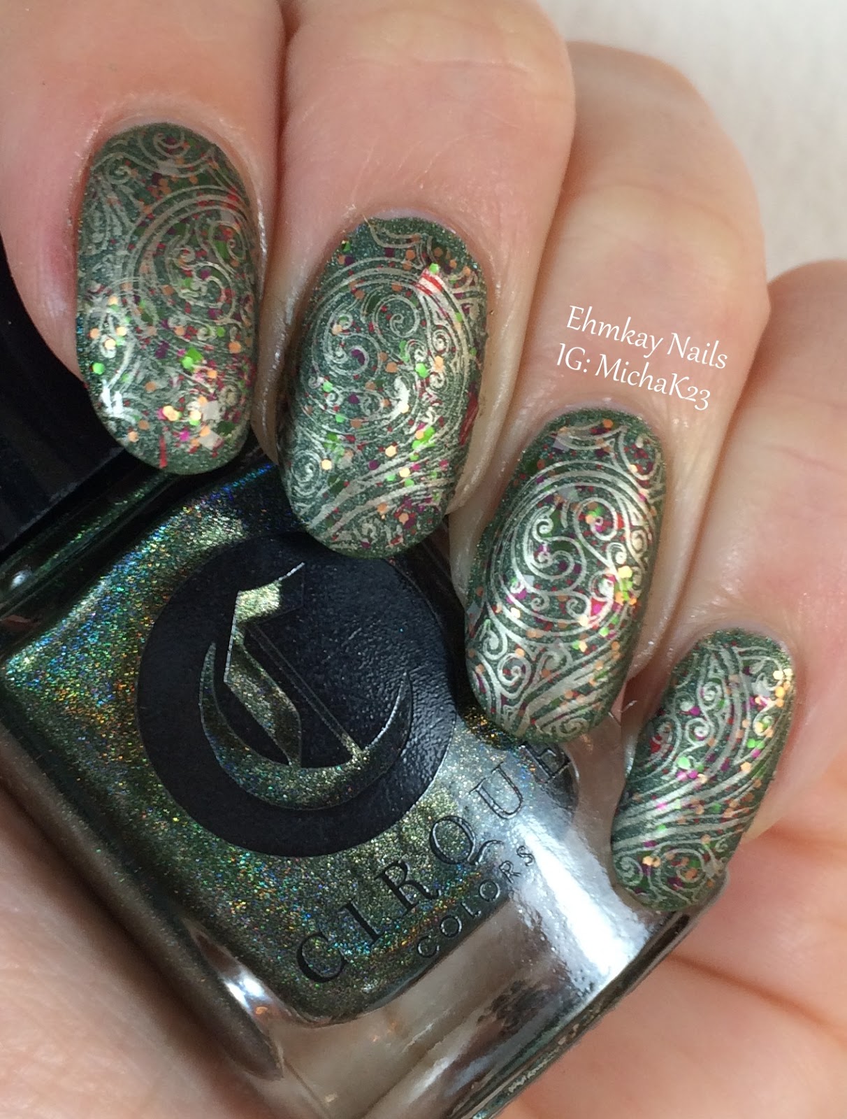 ehmkay nails: Victorian Christmas Nail Art Stamping with Cirque Colors ...