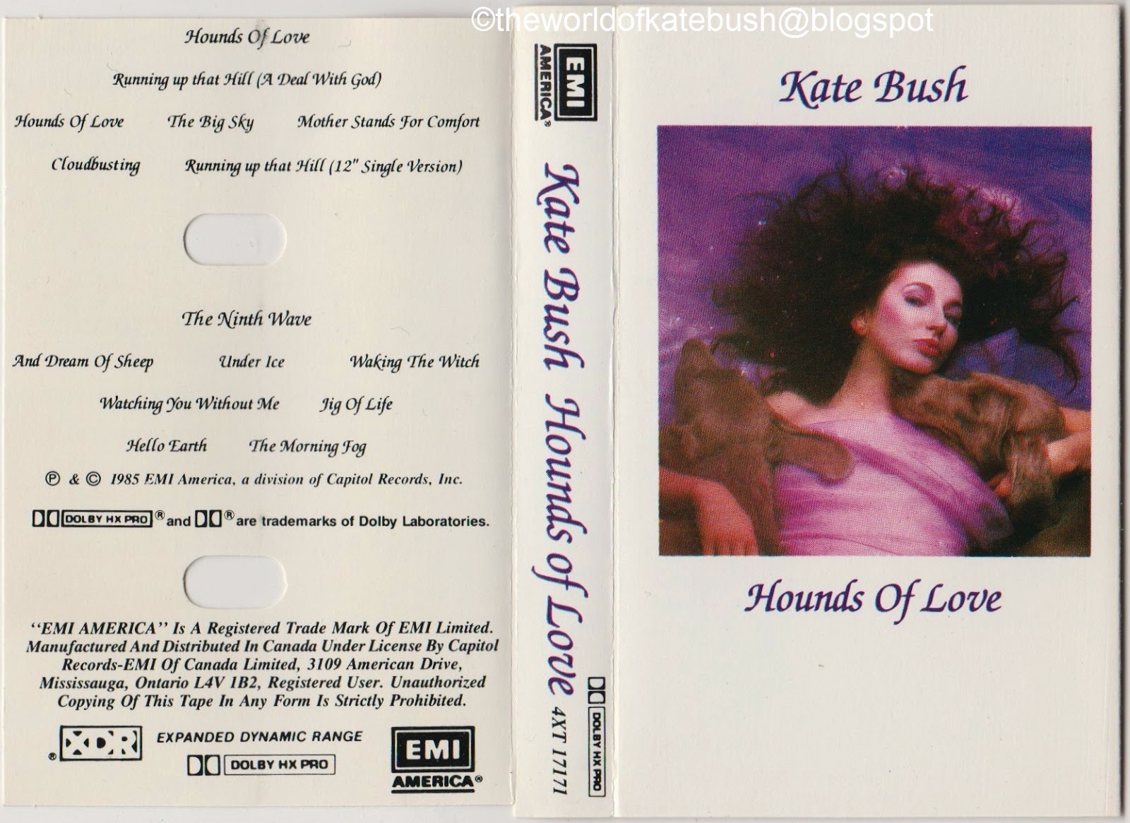 THE WORLD OF KATE BUSH: Hounds of Love - Canada First Issue Cassette