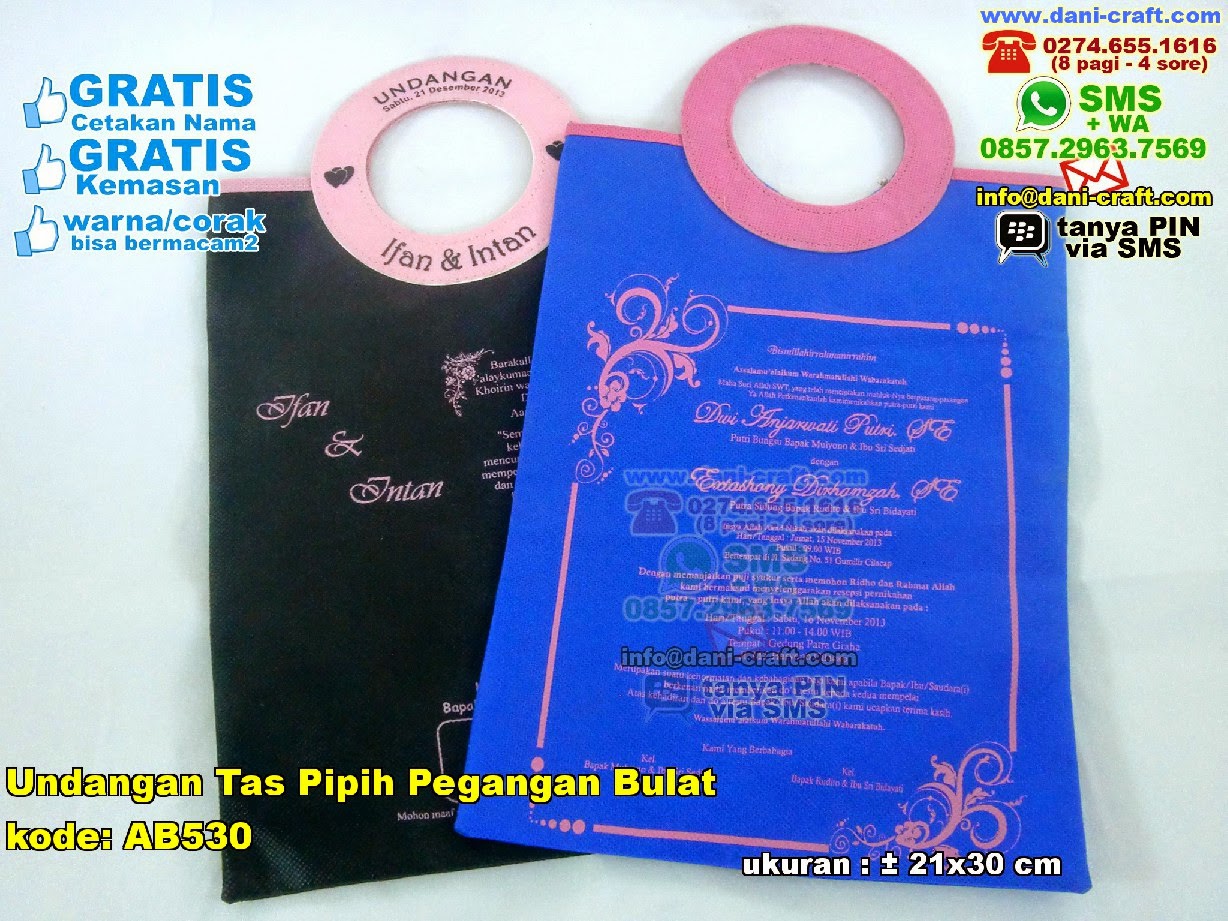 Undangan Tas Pipih Pegangan Bulat | Souvenir Pernikahan