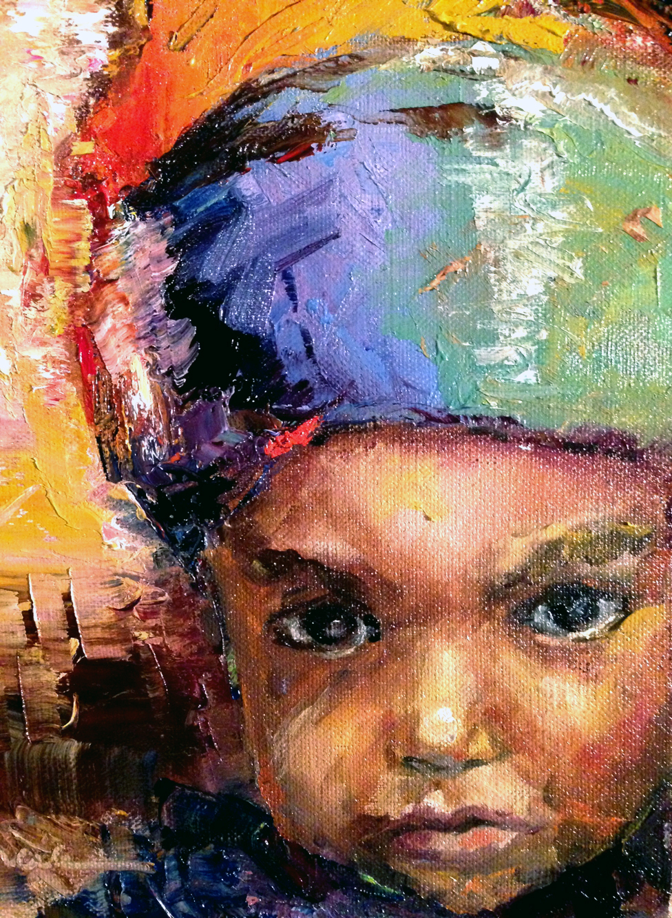 Painting by the Lake: Rasta Child Portrait - SOLD