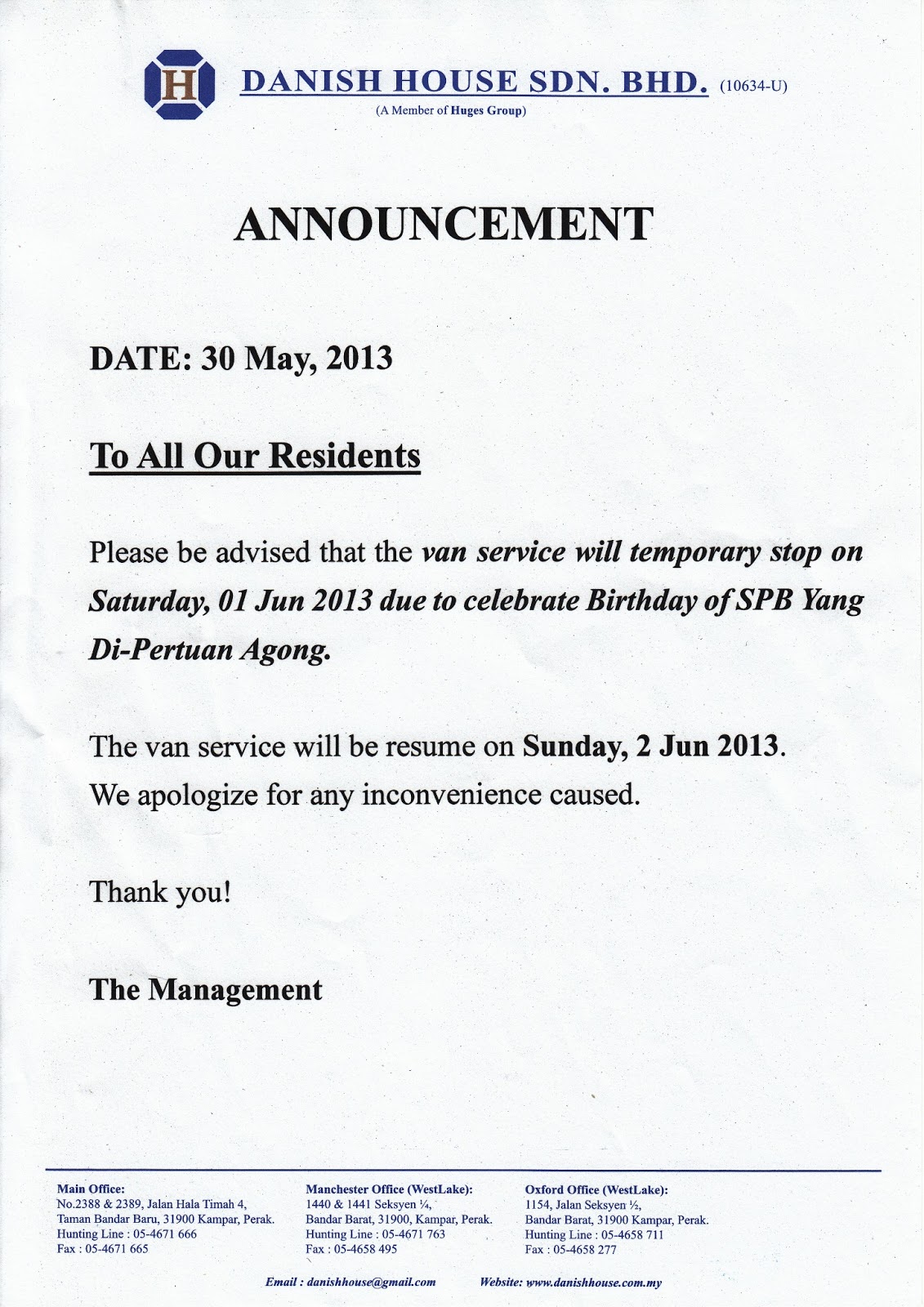 Danish House, Kampar: May 2013