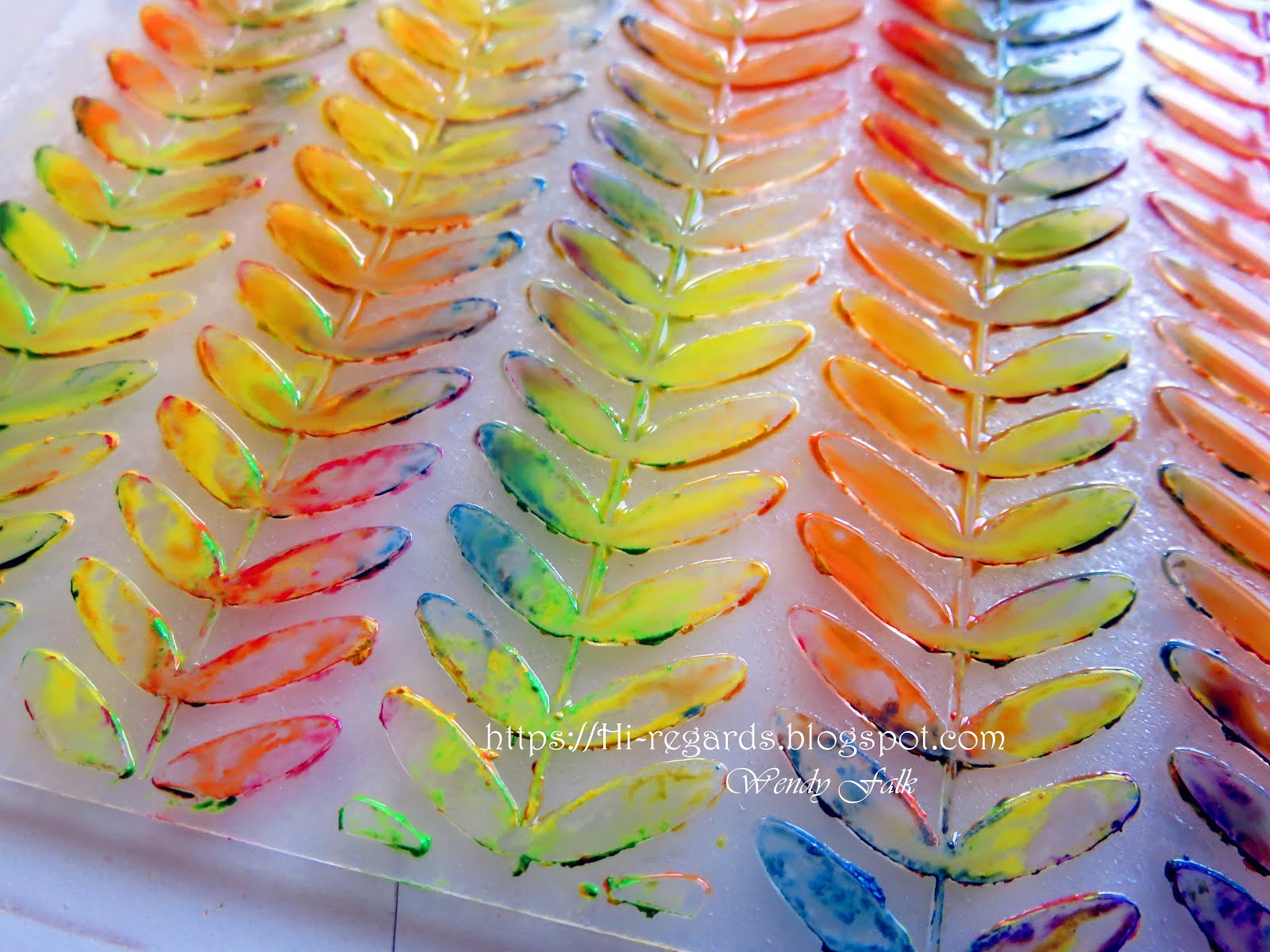 "Hi" Notes: Mono~Printing from Embossing Folders