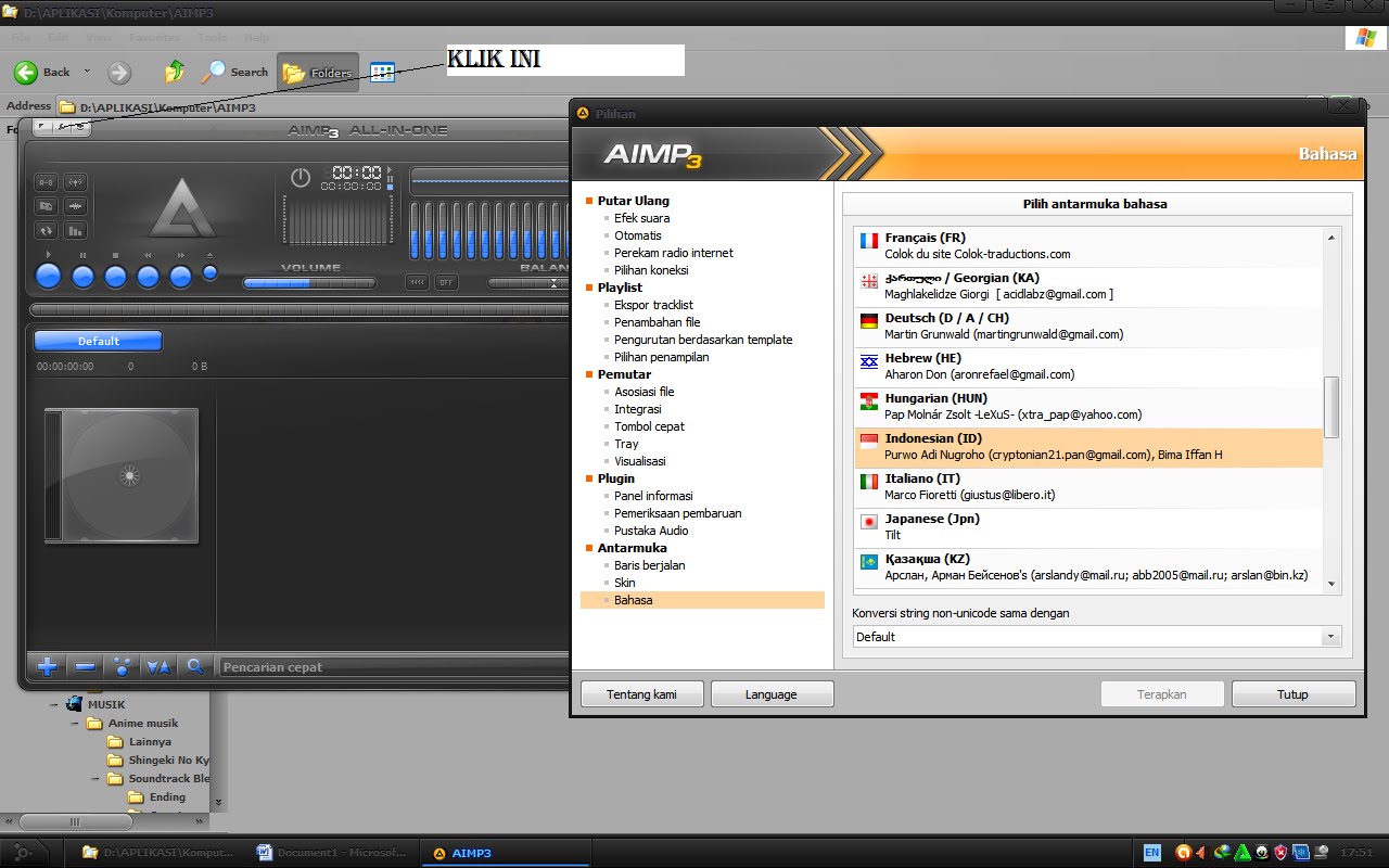 CARA UBAH BAHASA DAN TAMPILAN AIMP 3 | Upzonesia