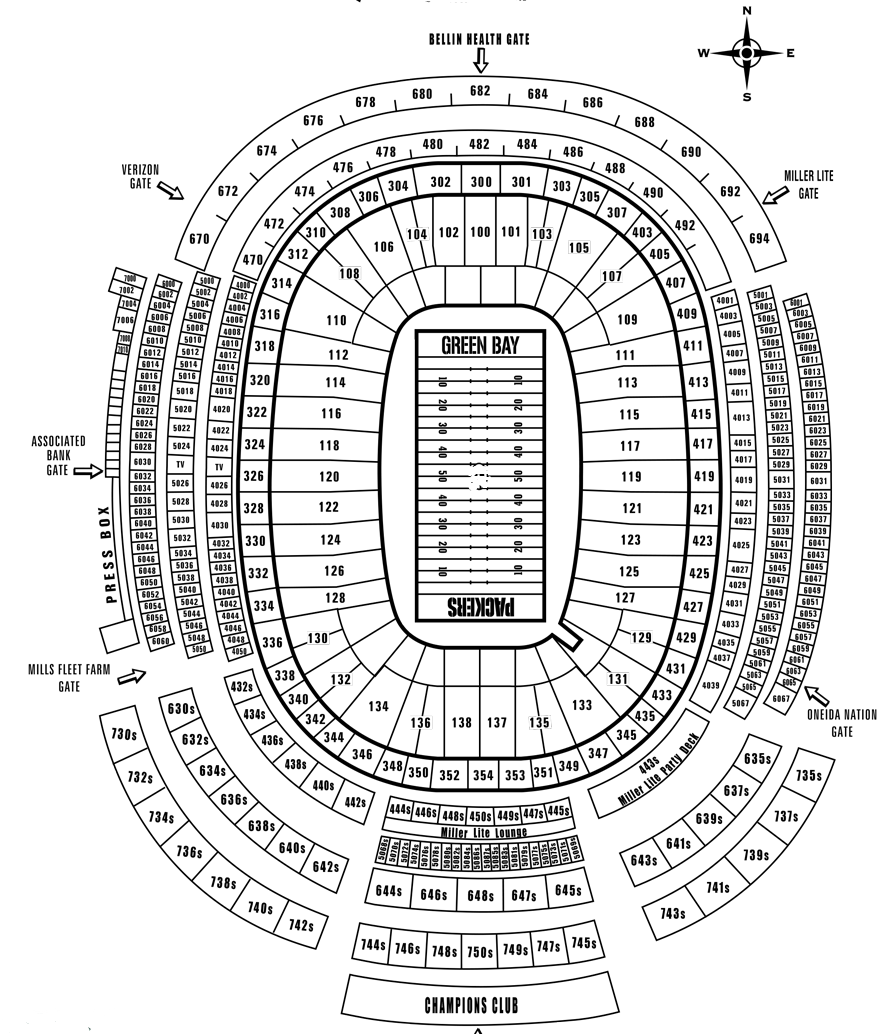 lambeau field seating chart
