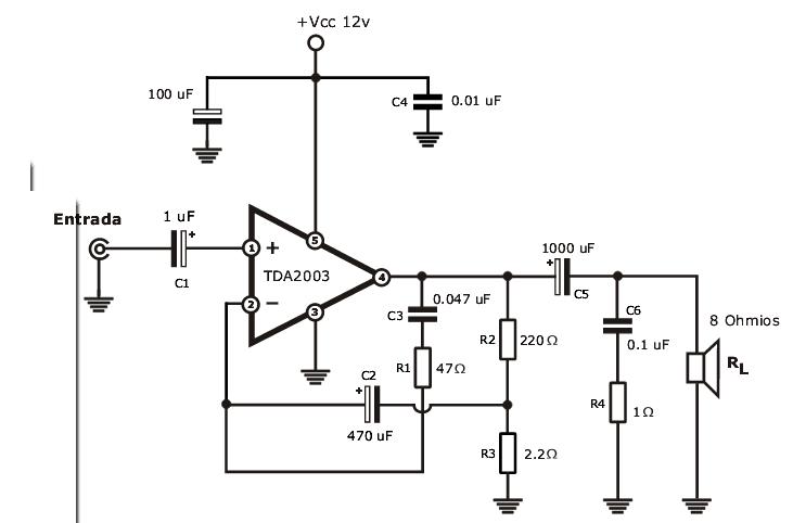 Tda2003 Bridge Audio Amplifier Circuit Tda Diagram 18w Circuits Bcl Car ...