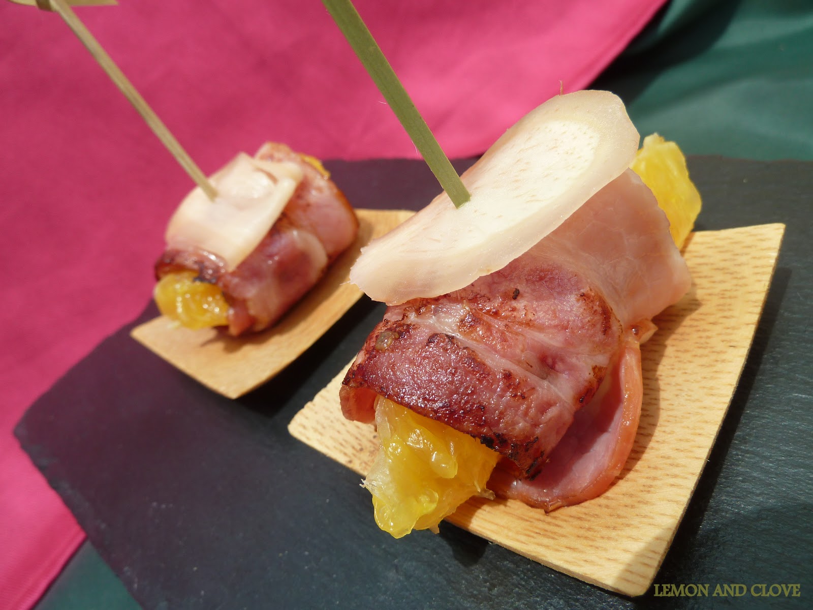 Lemon and clove: Pincho de Beicon Naranja y Jengibre