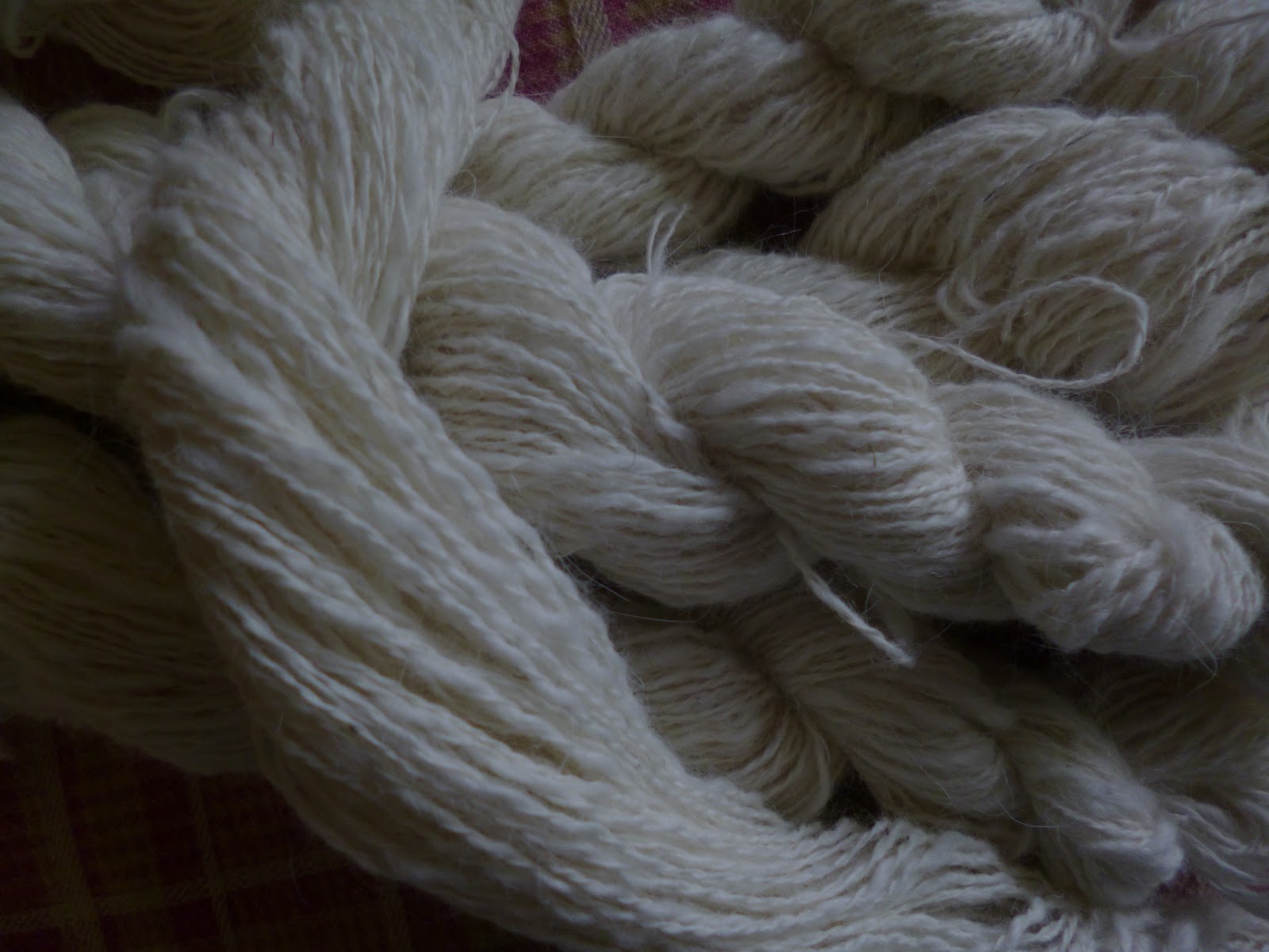Bloomingdale Farm Natural Fiber and Yarn: Handspun angora merino wool yarn