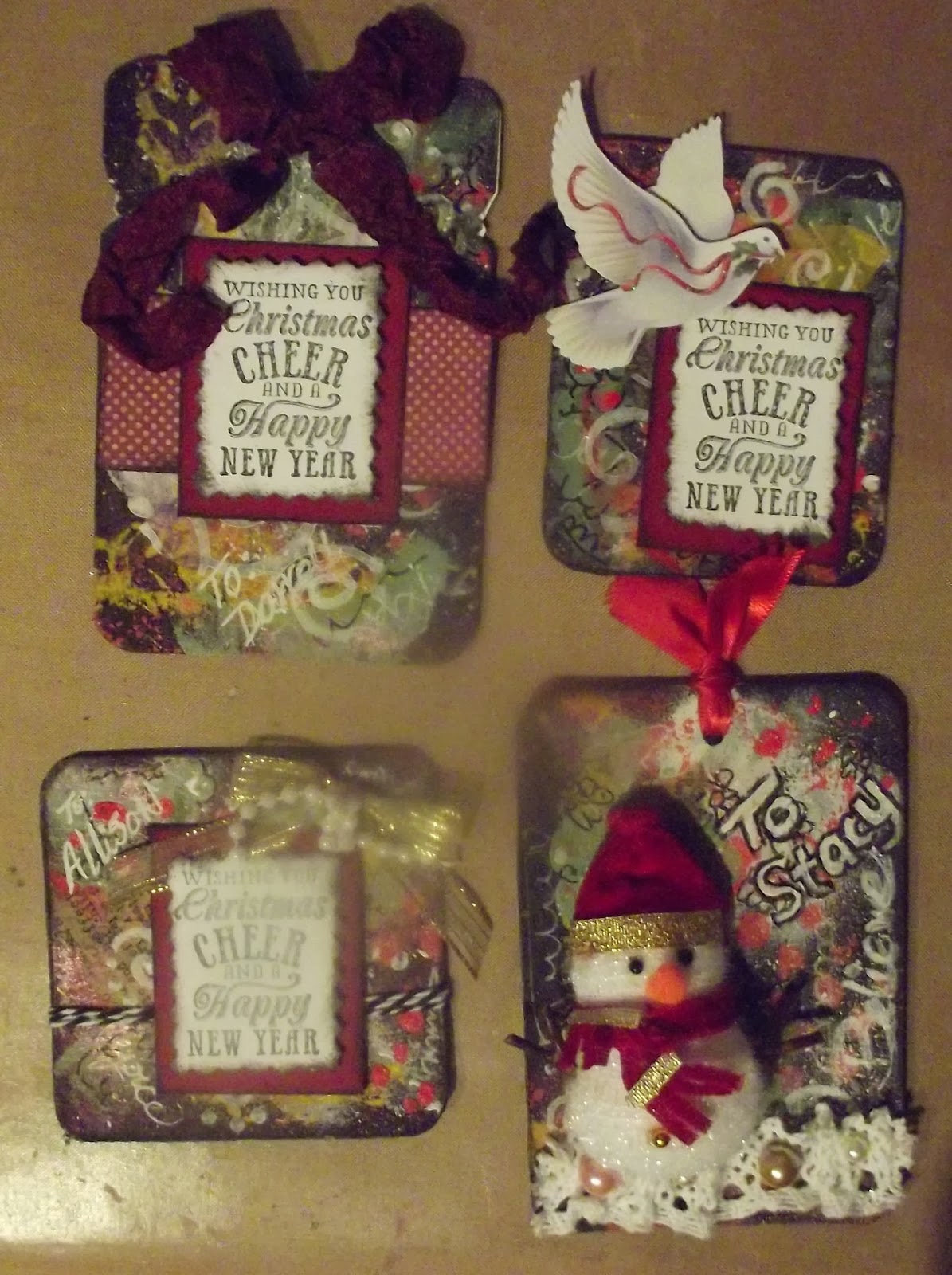 Crafting with OWSE: Mixed Media Christmas Tags-Fingers beware!!