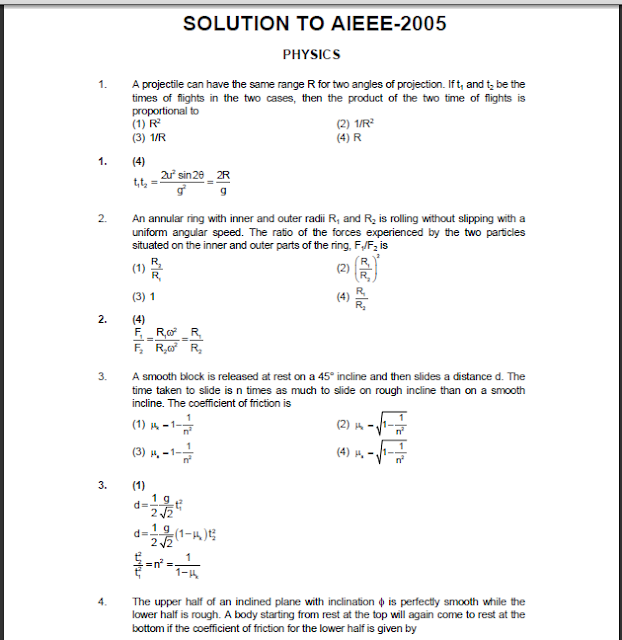 AIEEE Solved Papers 2005 - Exam Sample & Placement Papers