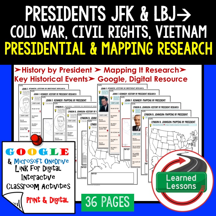 American History Presidential Research and Mapping Graphic Organizers ...