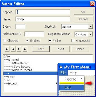 Adding Menu's, Sub-Menus and Menu Separator at Design Time in Visual Basic 6 | Pinoy Tutorials ...