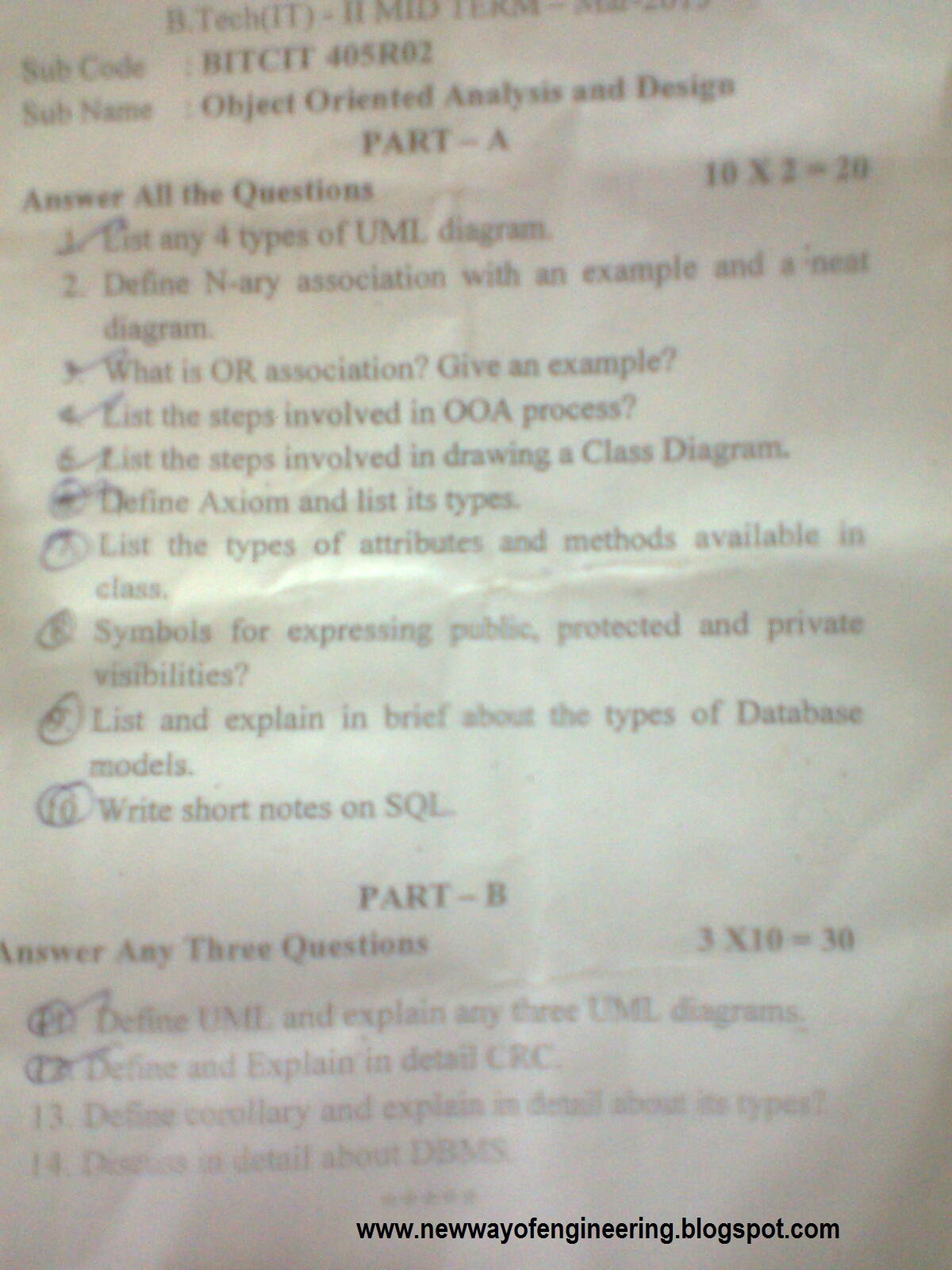 Ooad Mid Sem Question Paper All Departments