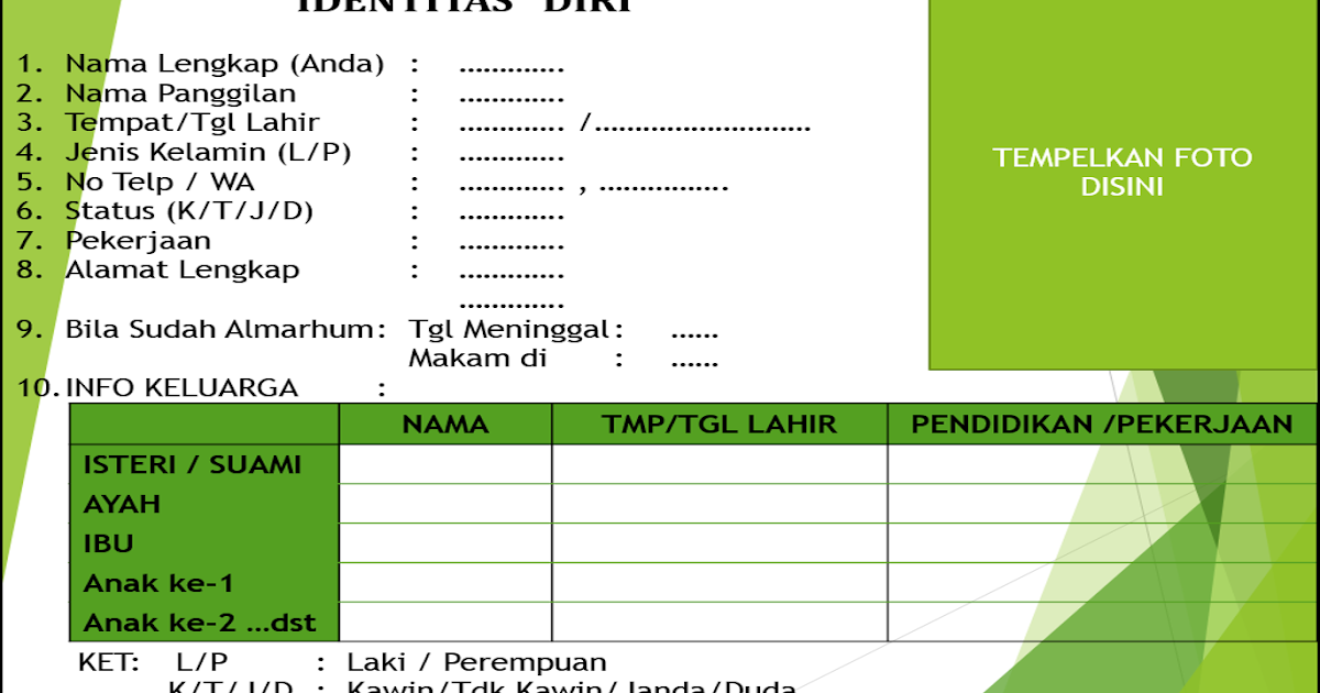 SILSILAH KELUARGA SUMPIUH: Formulir Isian IDENTITAS DIRI & KELUARGA