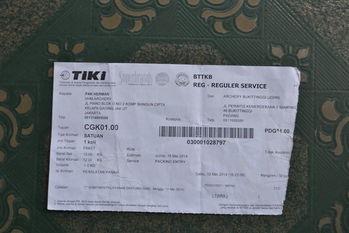 Kerambit Bukittinggi: Resi Pengiriman Tiki